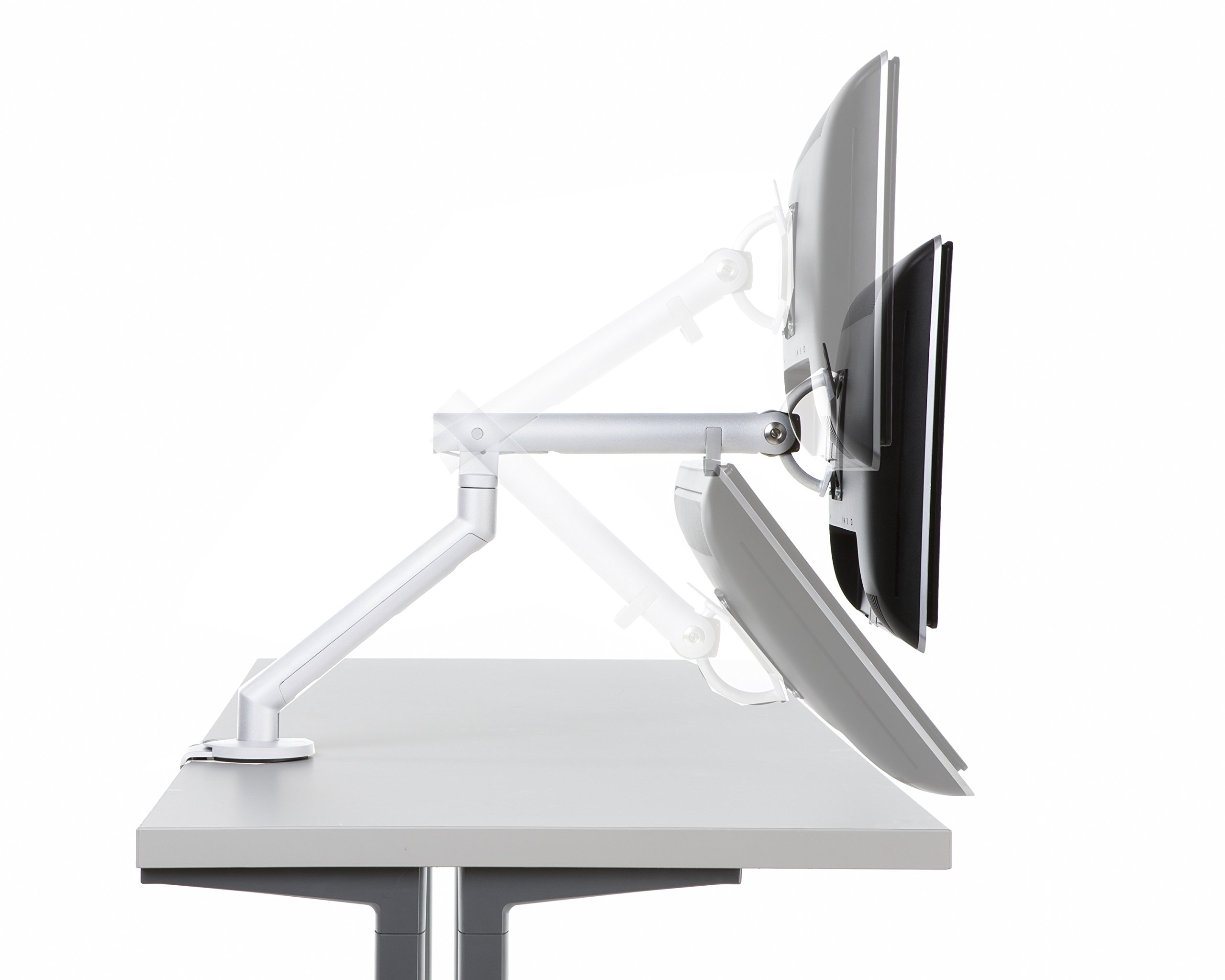 Herman Miller MM_DYN013/010C27 Flow Monitor Arm, Top Mount Clamp (for Top Plate Thickness: 0.5-1.0 inches (12-25 mm), White, Single