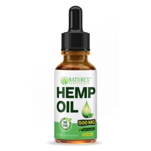 nature's beneficials organic hemp oil extract drops, 500mg - omega fatty acids 3 6 9, non-gmo ultra-pure & co2 extract drops