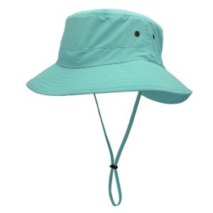 llmoway outdoor upf50+ summer sun cap lightweight packable dry fit bora boonie hat with cords aqu aqua blue