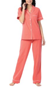 pajamagram cotton womens pajama sets - summer pajamas for women, coral, m 10-12