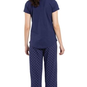 PajamaGram Womens PJs Sets Cotton - Women Summer Pajamas, Navy, M, 8-10