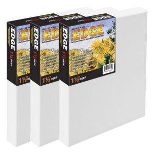 creative mark the edge all media cotton deluxe stretched canvas - 11x14" - 3 pack of 1-1/2'' deep triple acrylic primed canvas for painting