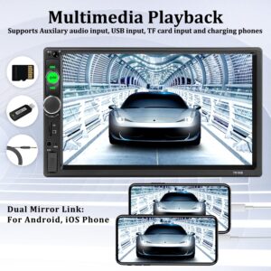 Car Stereo Double Din Bluetooth Car Radio 7 Inch MP5 Player HD Touch Screen FM Radio Audio Receiver AUX in USB TF Card Input UNITOPSCI Multimedia Player Mirror Link with Backup Camera