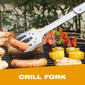 ROXON S601 14" 6 in 1 MBT3 Folding Grill Utensils Set Fork Spatula Grilling Knife Tongs Opener for Backyard Barbecue and Camping