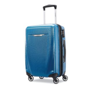 samsonite winfield 3 dlx hardside luggage with spinners, carry-on 20-inch, blue/navy