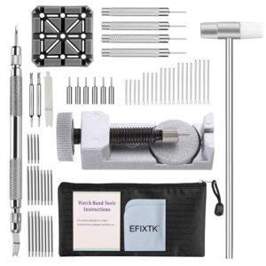 watch band strap link pins remover repair tool,24 in 1 kit with 6 extra tips replacement,20pcs cotter pin,spring bar tool set,1pcs head hammer