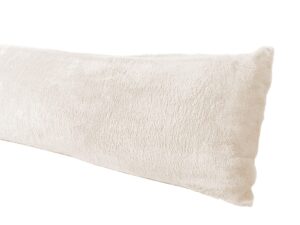 extra soft body pillow cover, sherpa/microplush material, 20x54 inches, zipper closure (cream)