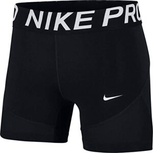 nike women's pro 5" training short (black/white, medium)