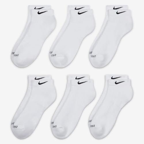 Nike Men's 6-Pack Everyday Plus Cushion Low-Cut Training Socks Size 8-12 (Large) (White)