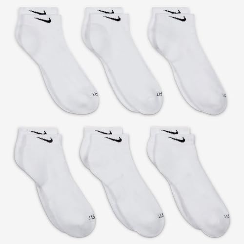 Nike Men's 6-Pack Everyday Plus Cushion Low-Cut Training Socks Size 8-12 (Large) (White)