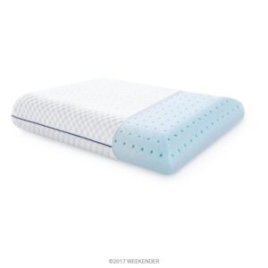 weekender gel memory foam pillow - queen size - 1-pack - medium plush feel - neck & shoulder support - for back, side, & stomach sleepers - home, hotel, & hospital essentials