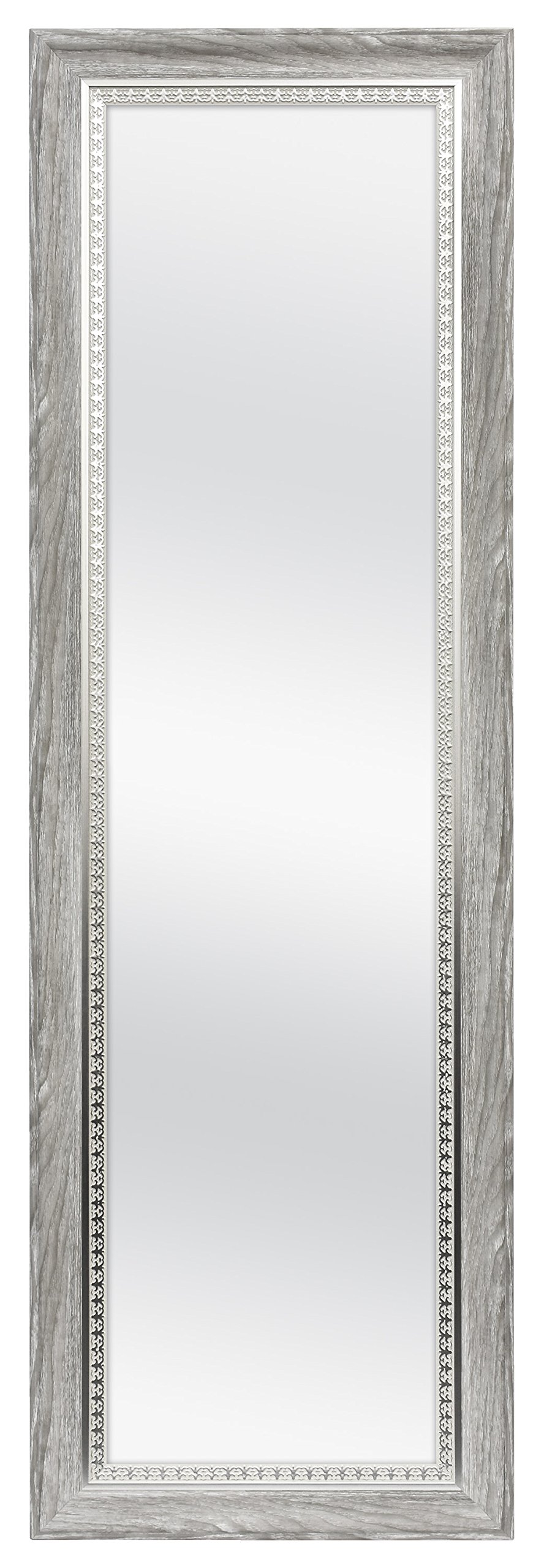 MCS Over The Door Mirror, Full Length Hanging Mirror for Bedroom and Bathroom Doors, 17 by 53 Inch, Rustic Gray