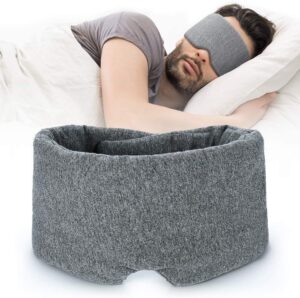 100% handmade cotton sleep mask blackout - comfortable & breathable eye mask for sleeping adjustable blinder blindfold airplane with travel pouch - best night companion eyeshade for women men kid