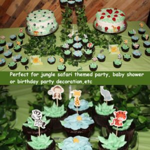 Honbay 48PCS Double Sided Zoo Animal Theme Dessert Muffin Cake Cupcake Toppers Picks Cake Decoration for Jungle Safari Themed Party, Baby Shower or Birthday Party Decoration,etc