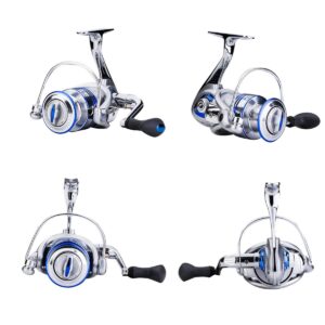 Diwa Spinning Fishing Reels for Saltwater Freshwater 3000 4000 5000 6000 7000 Spools Ultra Smooth Ultralight Powerful Trout Bass Carp Gear Stainless Ball Bearings Metal Body Ice Fishing Reels(7000)