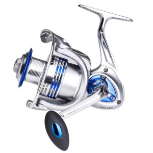 Diwa Spinning Fishing Reels for Saltwater Freshwater 3000 4000 5000 6000 7000 Spools Ultra Smooth Ultralight Powerful Trout Bass Carp Gear Stainless Ball Bearings Metal Body Ice Fishing Reels(7000)