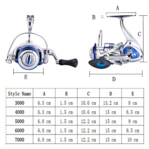 Diwa Spinning Fishing Reels for Saltwater Freshwater 3000 4000 5000 6000 7000 Spools Ultra Smooth Ultralight Powerful Trout Bass Carp Gear Stainless Ball Bearings Metal Body Ice Fishing Reels(7000)