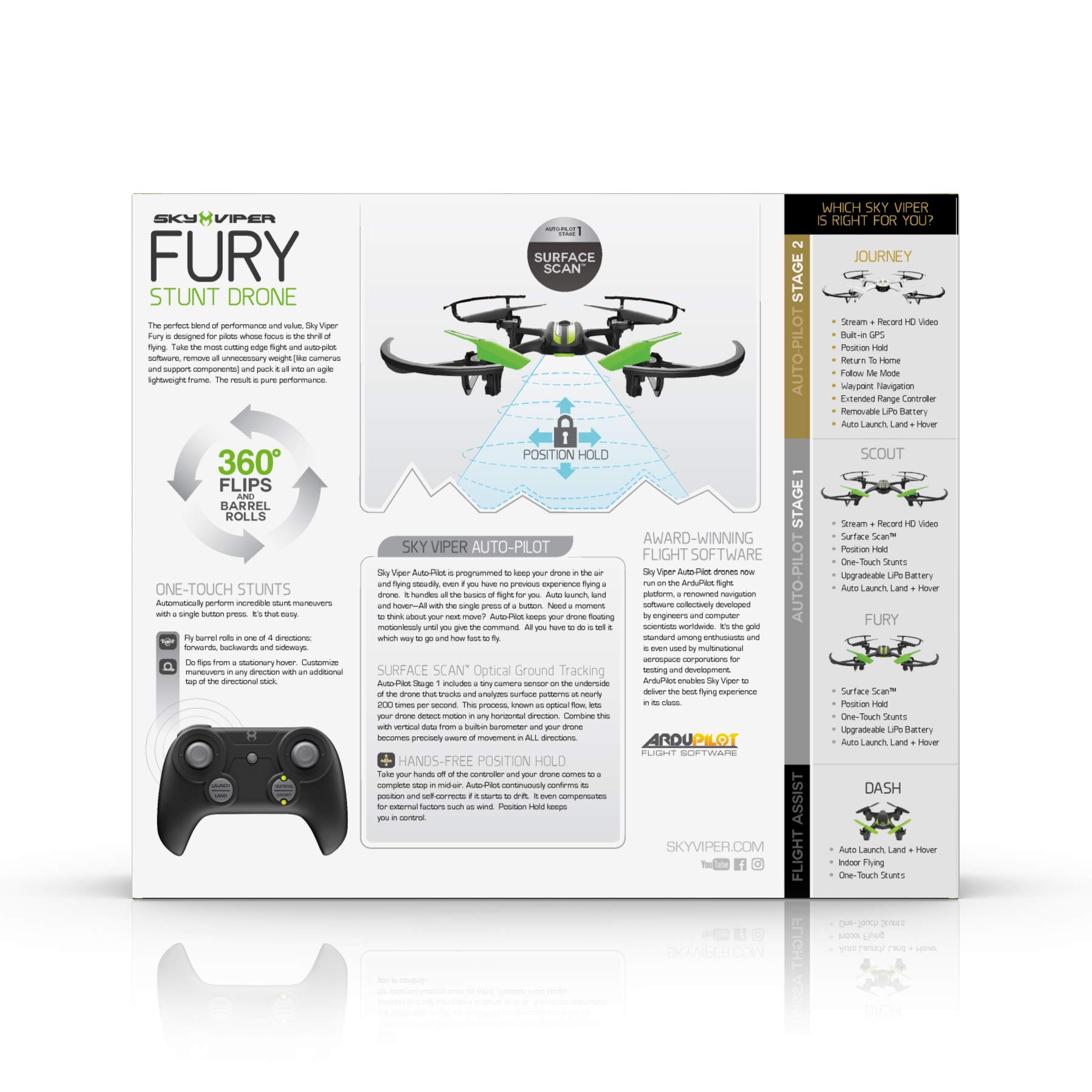 Sky Viper Fury Stunt Drone, Black/Green