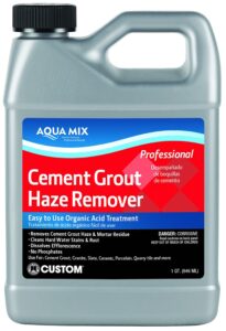 aqua mix cement grout haze remover - 32 oz quart - removes cured grout and mortar residue - efflorescence, rust, hard water stain, lime deposit cleaner - for tile, granite, and natural stone