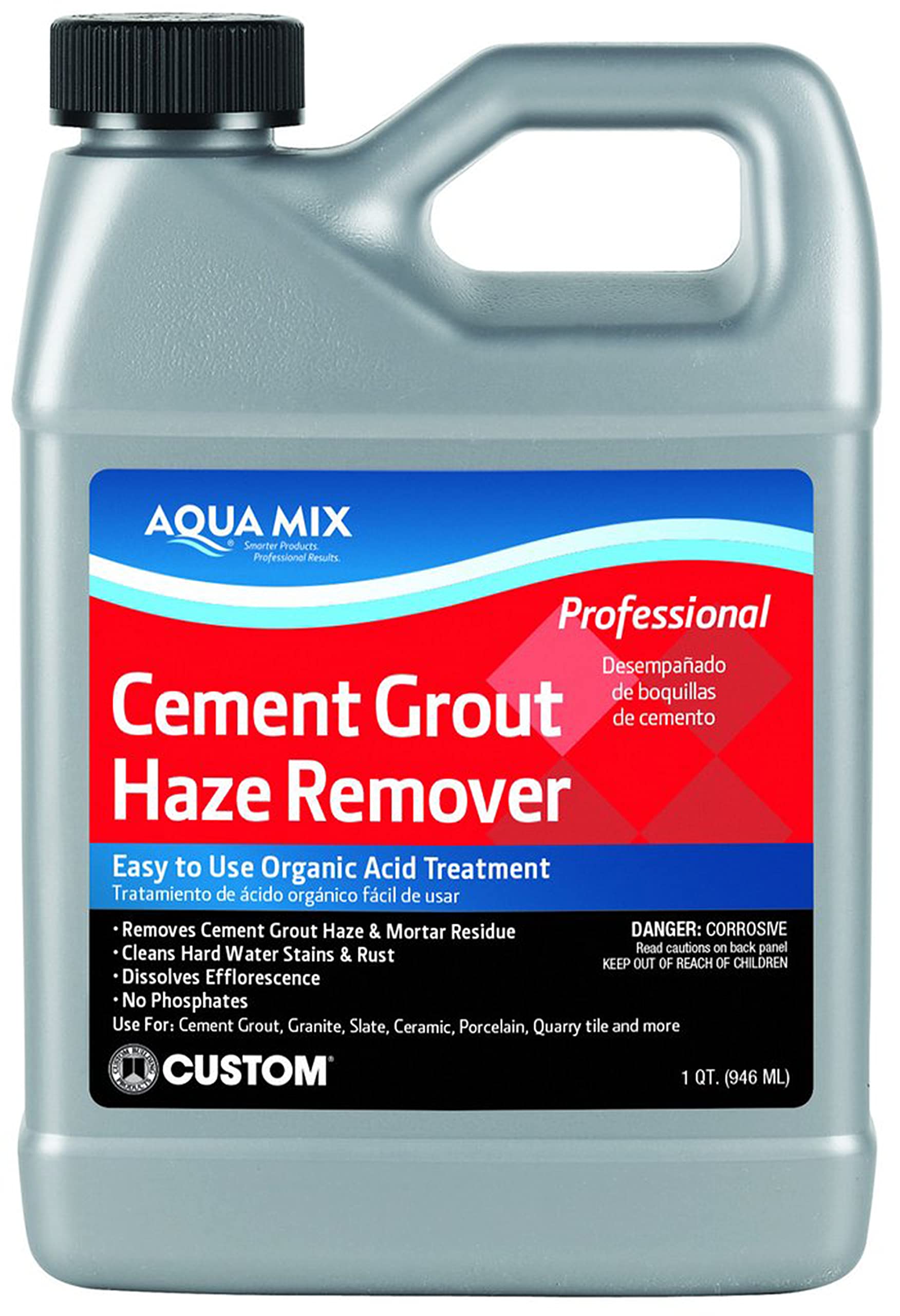 Aqua Mix Cement Grout Haze Remover - 32 oz Quart - Removes Cured Grout and Mortar Residue - Efflorescence, Rust, Hard Water Stain, Lime Deposit Cleaner - For Tile, Granite, and Natural Stone