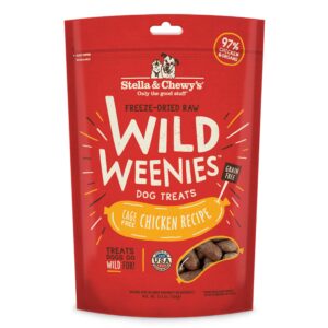 stella & chewy's freeze-dried raw wild weenies dog treats – all-natural, protein rich, grain free dog & puppy treat – great for training & rewarding – cage-free chicken recipe – 11.5 oz bag