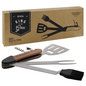 gentlemen's hardware gen274 portable and detachable wood-handled multi-tool, 5-in-1, bbq 5-in-1