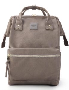 kah&kee leather backpack for women and men 15-inch laptop bag | teacher professional, diaper bag backpack, ideal for work, school, nurse, college & travel (dark gray, medium)