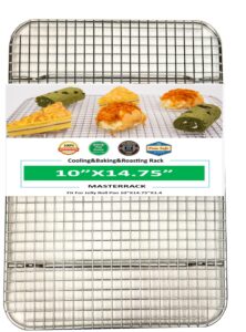 masterrack jelly roll pan stainless steel cooling rack and wire grate heavy duty (10"x14.75"x0.7")