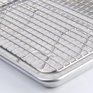 MASTERRACK Jelly Roll Pan Stainless Steel Cooling Rack and Wire Grate Heavy Duty (10"X14.75"X0.7")