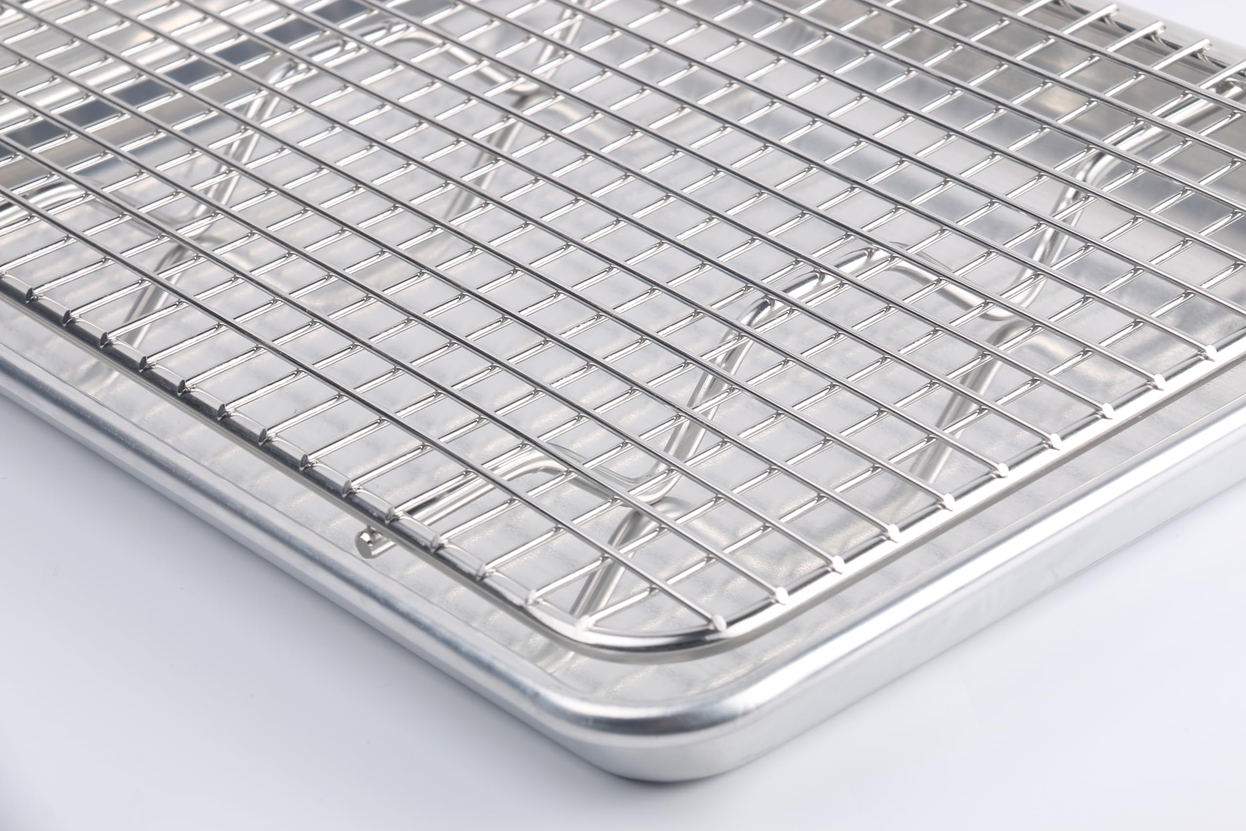 MASTERRACK Jelly Roll Pan Stainless Steel Cooling Rack and Wire Grate Heavy Duty (10"X14.75"X0.7")