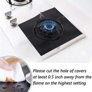 MSDADA Stove Covers, 8 Pcs 0.2 mm 10.6" x 10.6" Gas Range Protectors with 2 Pcs 21” Silicone Gap Cover Keep Stove Clean, Double Thickness, Reusable, Non-Stick, Easy to Clean