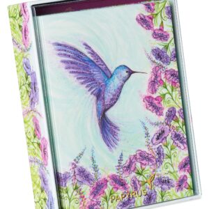 Papyrus Blank Cards with Envelopes - Designed by Bella Pilar, Purple Hummingbird (14-Count)