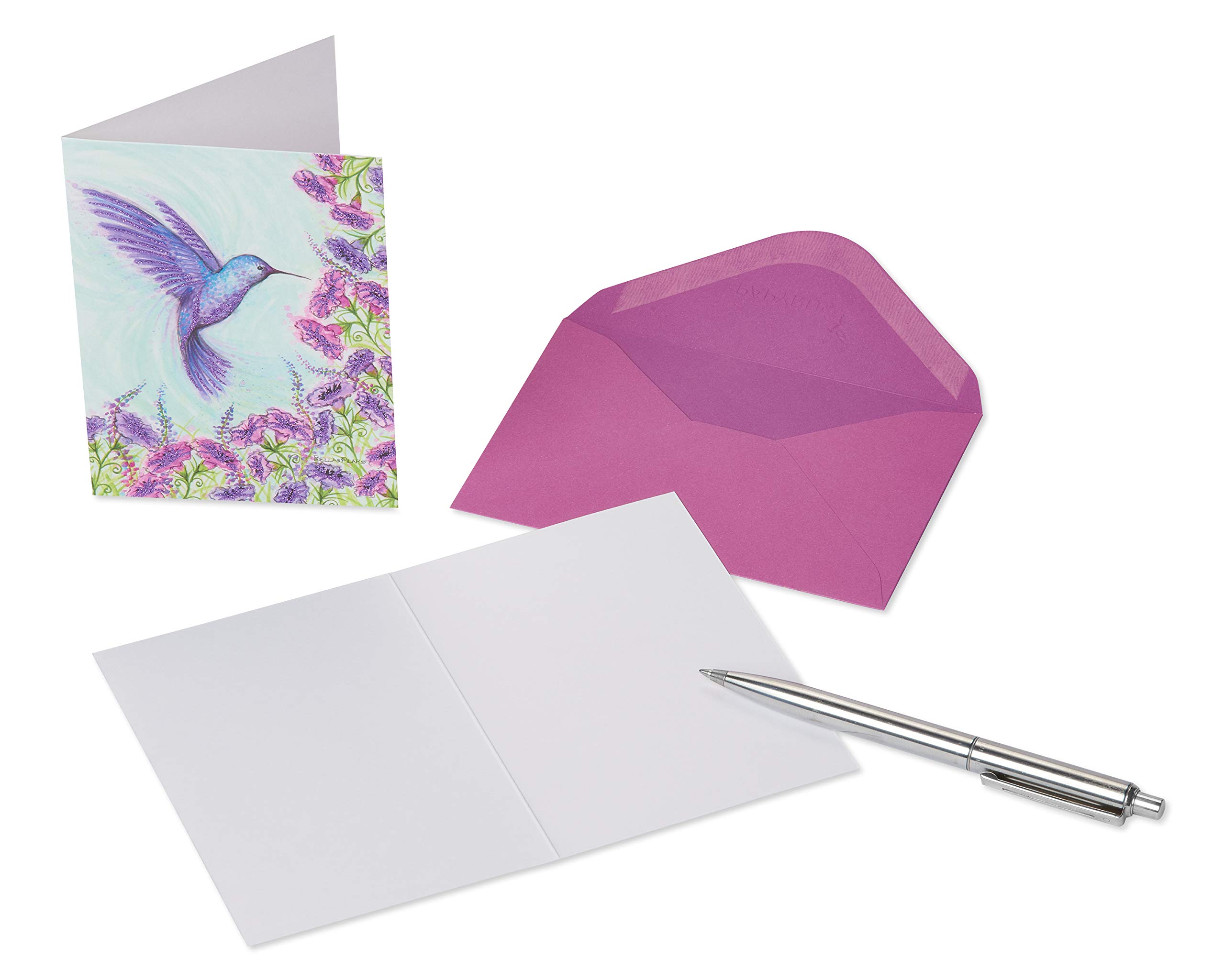 Papyrus Blank Cards with Envelopes - Designed by Bella Pilar, Purple Hummingbird (14-Count)