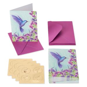 Papyrus Blank Cards with Envelopes - Designed by Bella Pilar, Purple Hummingbird (14-Count)