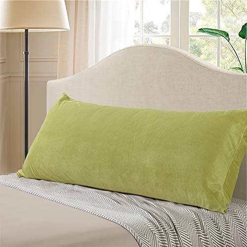 EVOLIVE Soft Micromink, Faux Fur, Faux Suede, Faux Velvet Body Pillow Cover 21"x54" Replacement with Zipper Closure (21"x54" Body Pillow Cover, Lime)