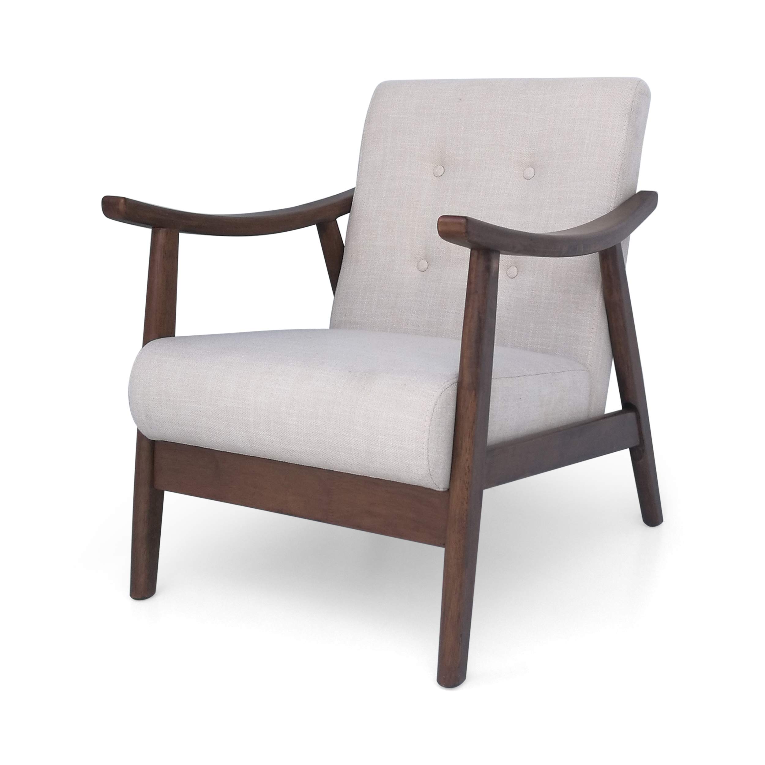 Christopher Knight Home Aurora Mid-Century Modern Accent Chair, Rubberwood, Beige, Brown