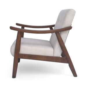 Christopher Knight Home Aurora Mid-Century Modern Accent Chair, Rubberwood, Beige, Brown