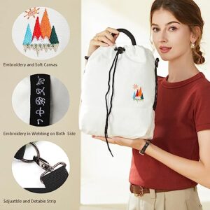 Women Casual Canvas Shoulder Bags, Sunshine Embroidery Cross Body Bag Top Handbag (White)