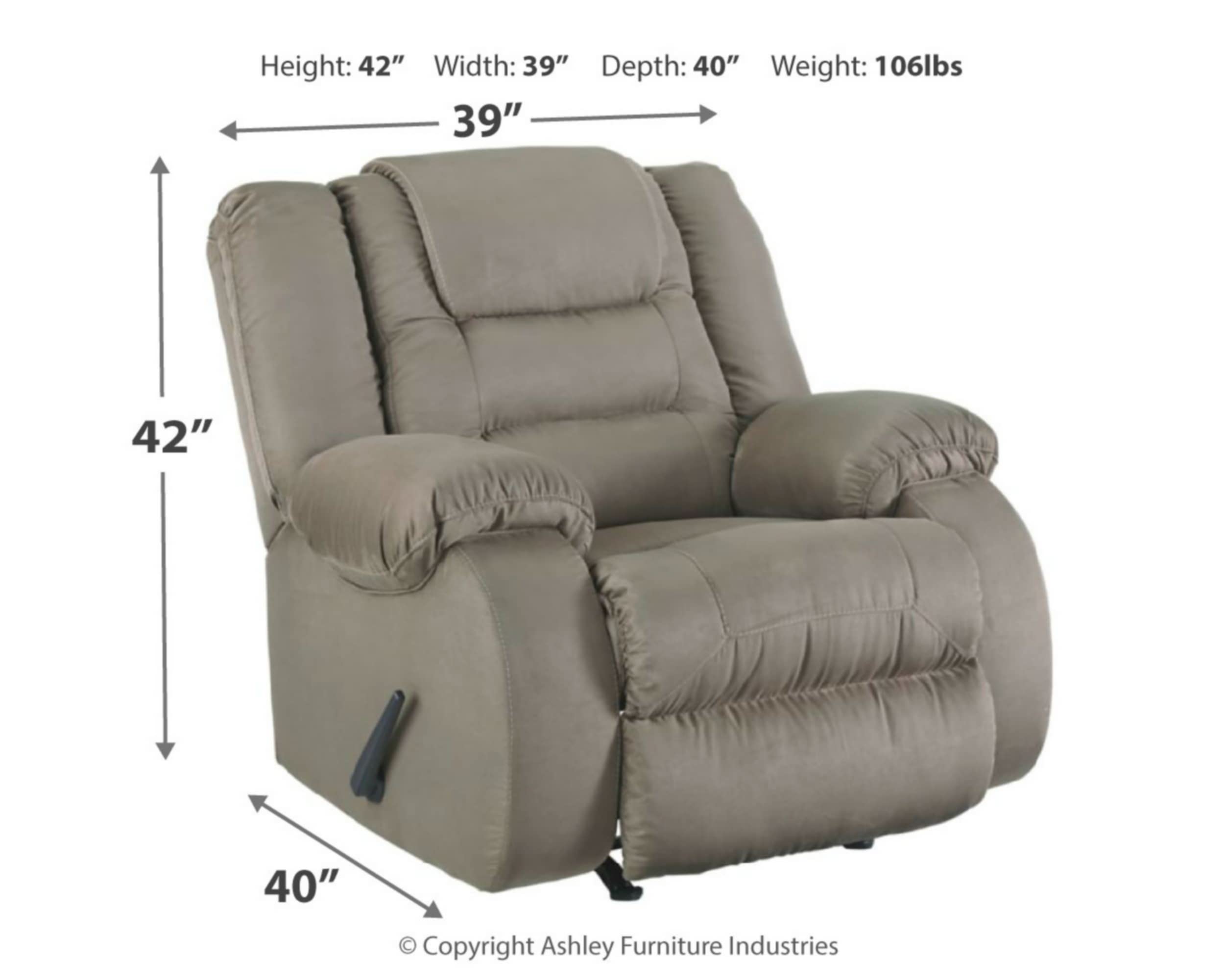 Signature Design by Ashley McCade Contemporary Manual Pull Tab Rocker Recliner, Gray