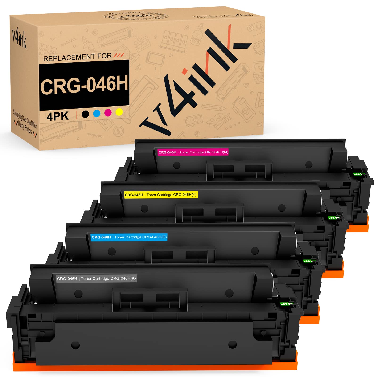 v4ink 046H Compatible Toner Cartridge Replacement for Canon 046 046H Toner Cartridge High Yield Set for Canon ImageClass MF731Cdw MF733Cdw MF735Cdw LBP653Cdw LBP654Cdw 4-Pack (4PK CRG046H)