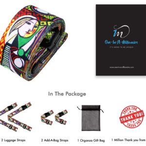 Picasso Girl before a Mirror Travel Luggage Strap Suitcase Security Belt. Heavy Duty & Adjustable. Travel Essentials Accessories. TSA Compliant. 2 Luggage Straps & 2 Add A Bag Straps. 4-Piece Set.