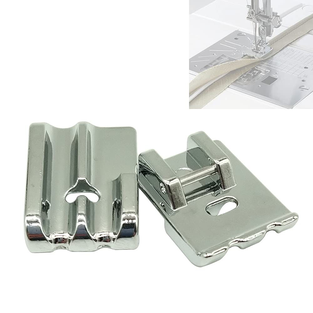 LNKA 2pcs Sewing Machine Presser Foot Piping Double Welting Foot for All Low Shank Snap-on Singer Brother Babylock Euro-pro Janome