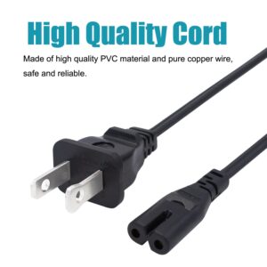 8Ft AC TV Power Cord for TCL Roku Samsung LG Haier Sony Insignia Jvc Sharp Toshiba Vizio Hisense Ultra HD Smart LCD TV Replacement 2 Prong IEC C7 Power Cord Charger Cable