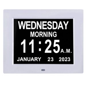 tmc [newest 8 inch digital day clock for seniors - large clock with day date for elderly with large number,12 alarm options for dementia, alzheimer