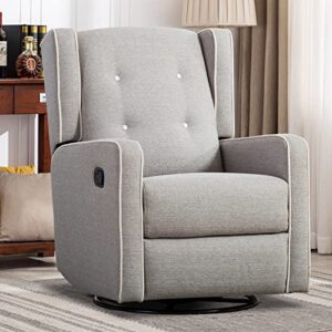 canmov swivel rocker recliner chair, rocking chair nursery glider recliner, manual glider chair for nursery (gray)