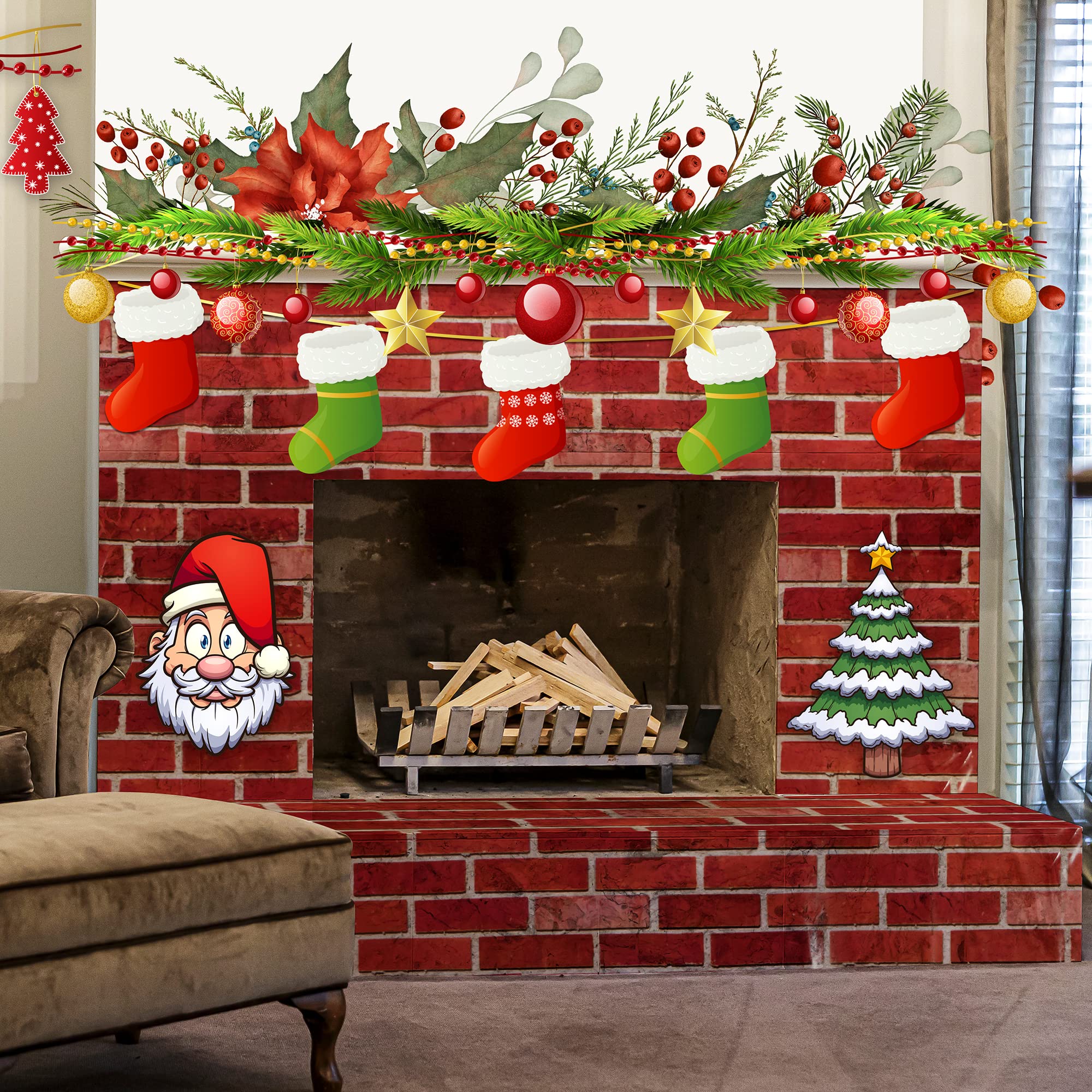 JOYIN Brick Wall Backdrop 4FT by 30FT Birthday Party Accessory Christmas Wall Decorations