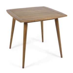 gdfstudio indoor square acacia wood dining table, teak