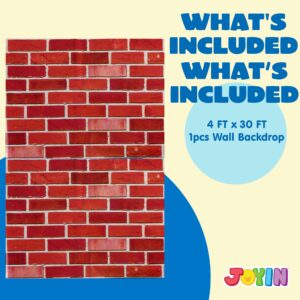 JOYIN Brick Wall Backdrop 4FT by 30FT Birthday Party Accessory Christmas Wall Decorations