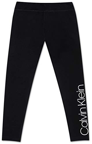 Calvin Klein Girls' Legacy Performance Leggings, Black Ck, 8-10