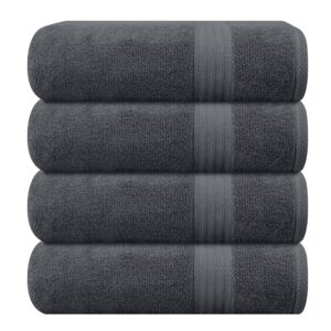 glamburg premium cotton 4 pack bath towel set - 100% pure cotton - 4 bath towels 27x54 - ideal for everyday use - ultra soft & highly absorbent - charcoal